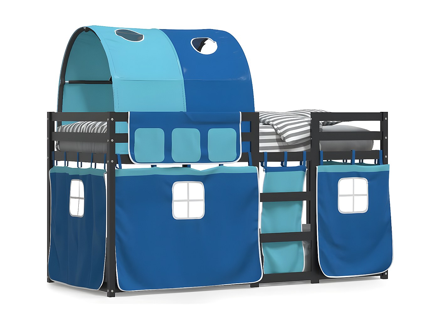 Litera con cortinas madera maciza de pino azul 80x200 cm