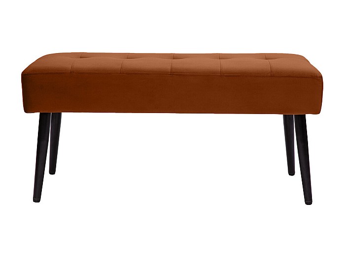 Banco de diseño capitoné de terciopelo terracota y metal negro 95 cm GUESTA