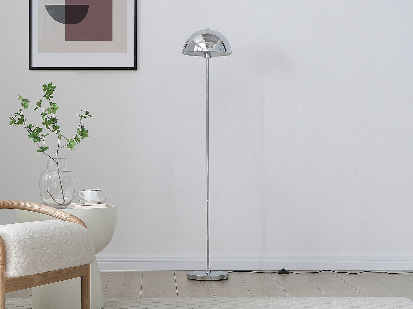 Lámpara de pie plateada D.30 x Alt.149 cm - ONTARIO