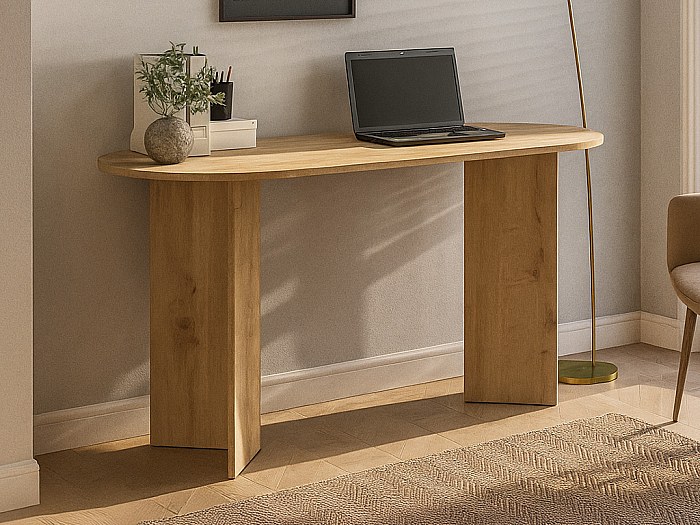 Bureau console moderne coloris naturel clair - TOPANIA