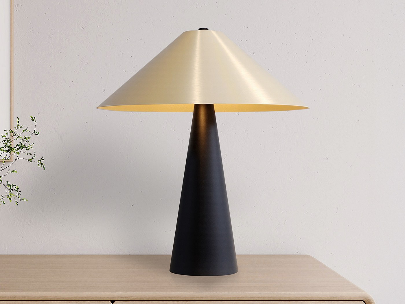 Metall-Tischlampe, D. 30 x H. 38 cm, Schwarz und Gold, JELVA