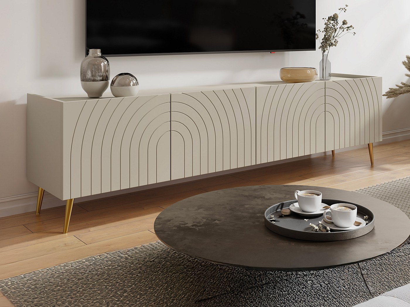 Meuble TV avec 4 portes - Beige - NORSIM de Pascal Morabito