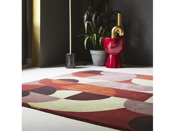 Tapis salon COSMO 140x200 tufté main en laine rouge