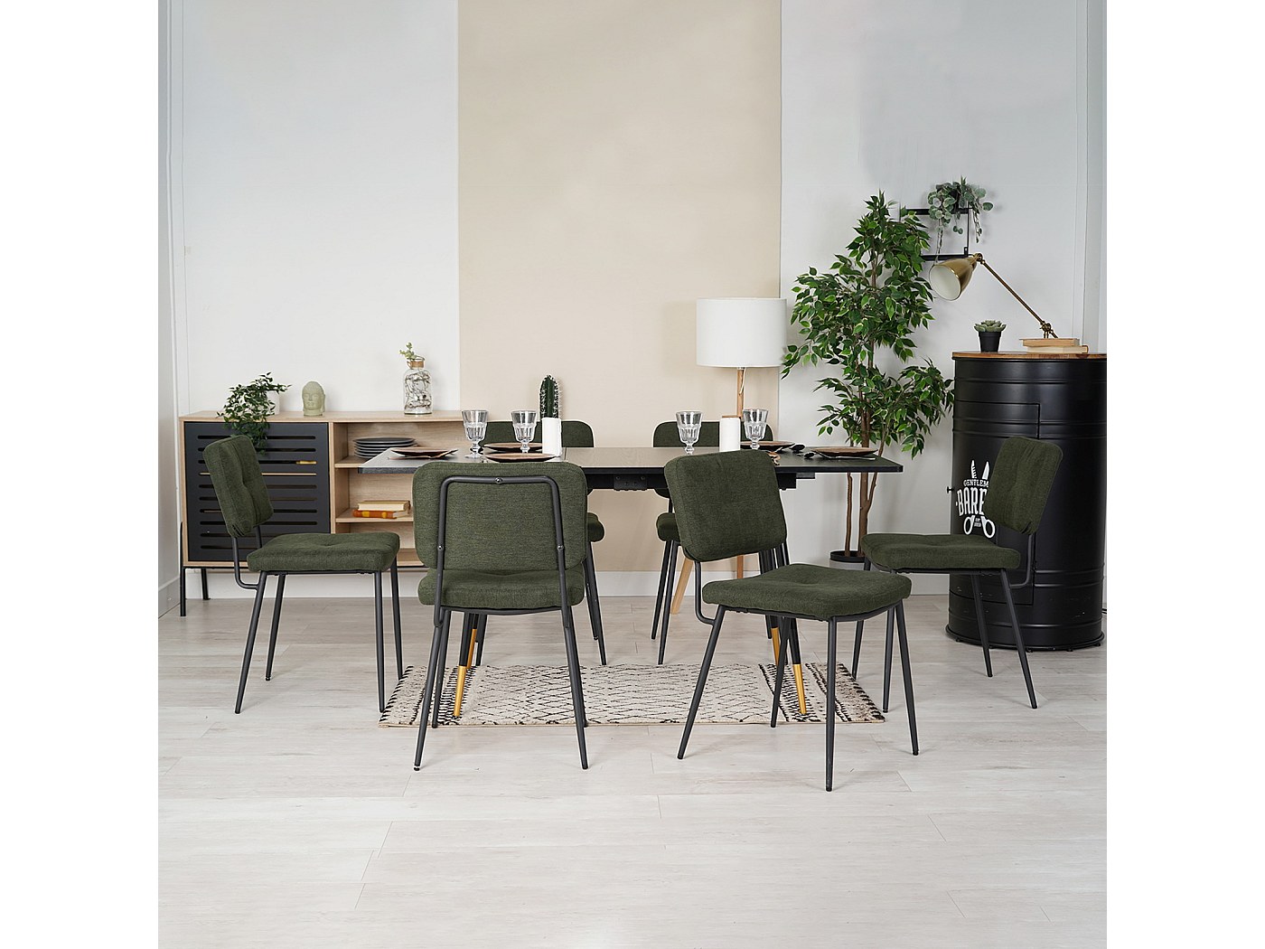 Table à manger extensible à allonge avec 6 chaises,Whalen karomi