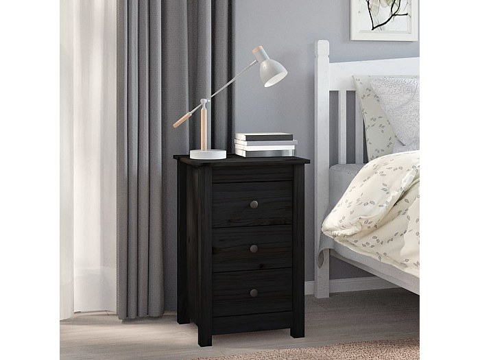 Nachtkastje 40x35x61,5 cm massief grenenhout zwart