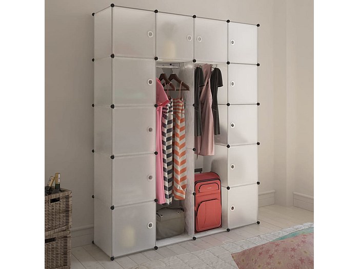 Modulaire kast met 14 compartimenten wit 37 x 146 x 180,5 cm