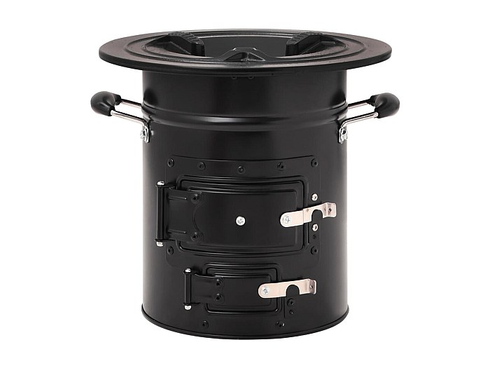 Cocina de leÃ±a para camping acero negro 50x33,5x30,5 cm