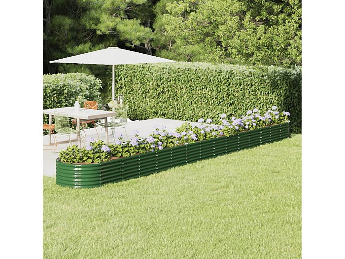 Jardinera arriate acero recubrimiento polvo verde 620x80x36 cm ES726157