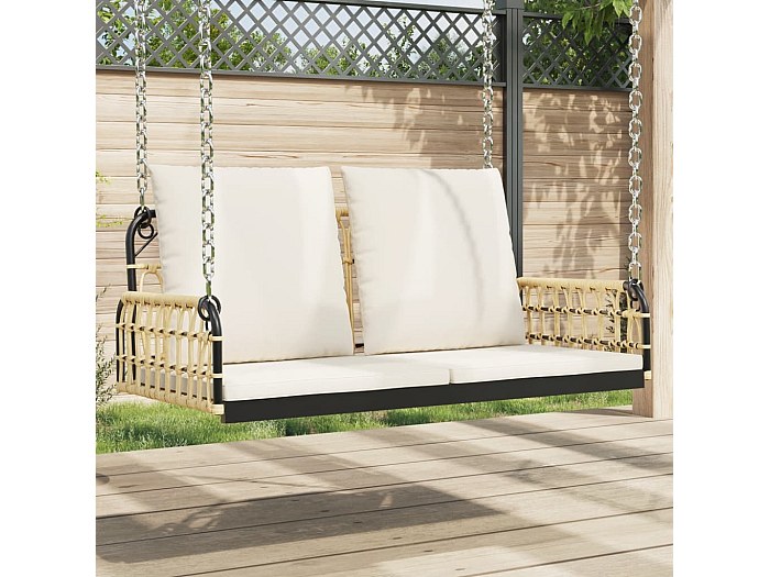 Balancelle avec coussins 105x58x38 cm résine tressée et acier FR792125