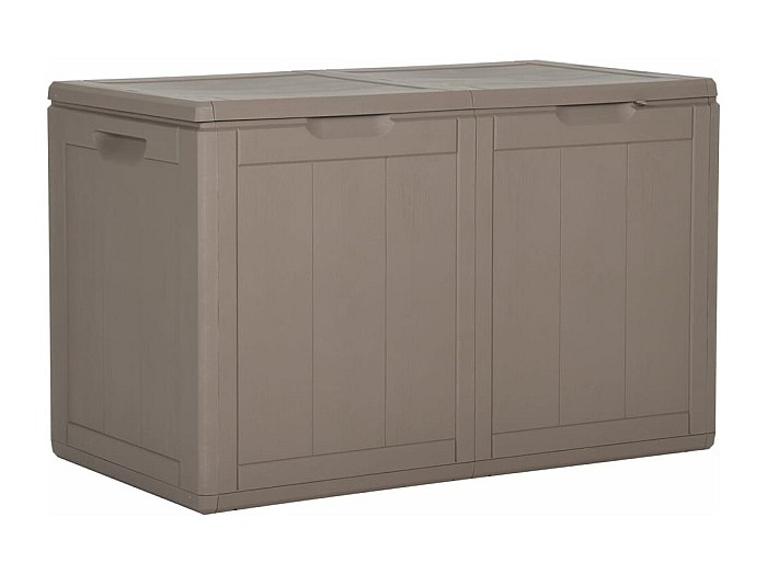 Caja de almacenaje para jardín 180 L PP ratán marrón ES511113