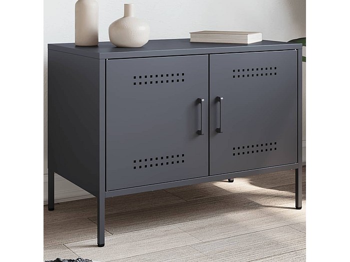 Meuble TV anthracite 68x39x50,5 cm acier FR581256