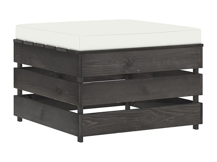 Pouf sectionnel avec coussin Bois imprégné de gris FR879248