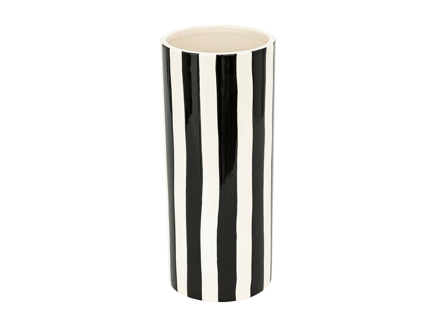 Vase en céramique brillante à rayure Noire H 30 cm