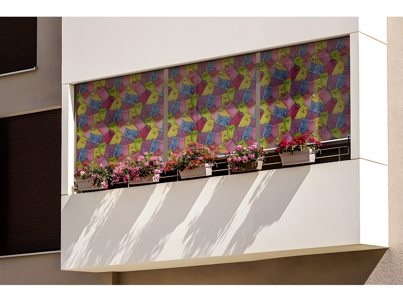 Store enrouleur extérieur unique - 120x180 cm - Fleurs colorées Rideau ...