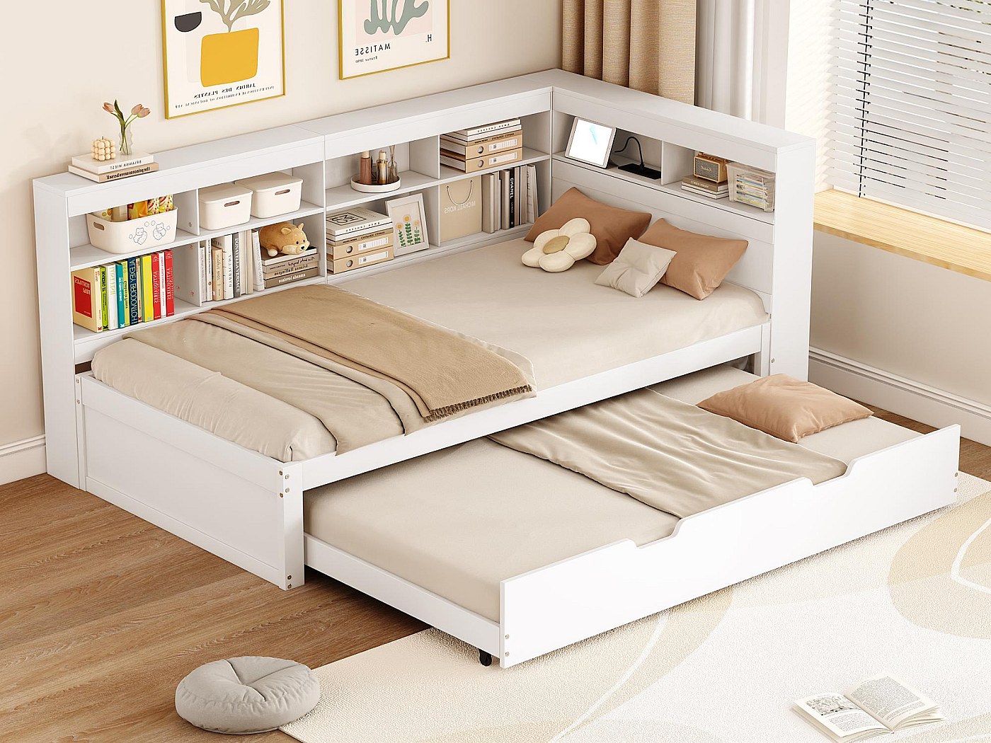 Divano letto in legno 90x200 cm - con letto estraibile 90x190 cm e ...