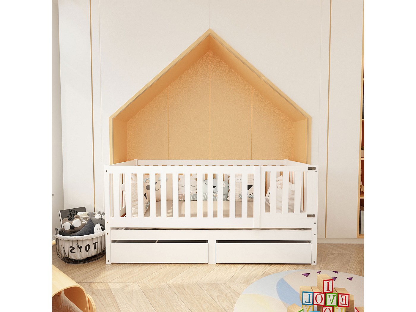 Cama convertible 90x200cm, con 2 cajones, con separación total, cama ...