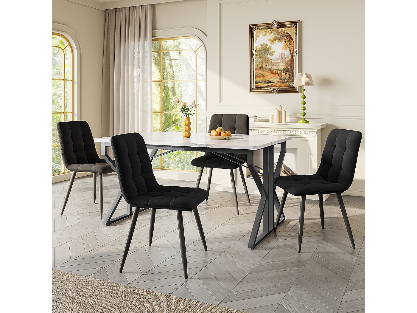 Table à manger rectangulaire 4 à 6 couverts - 119 x 70 x 75 cm - Bois ...