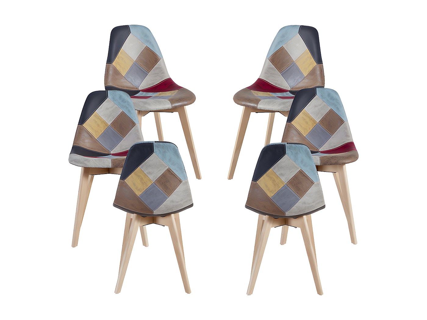 Pack 6 Sillas Kelen Patchwork Polipiel - Rojo