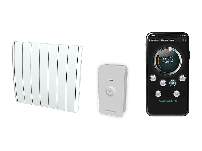 Radiateur électrique LCD fonte blanc 1500W JEYO Connecté