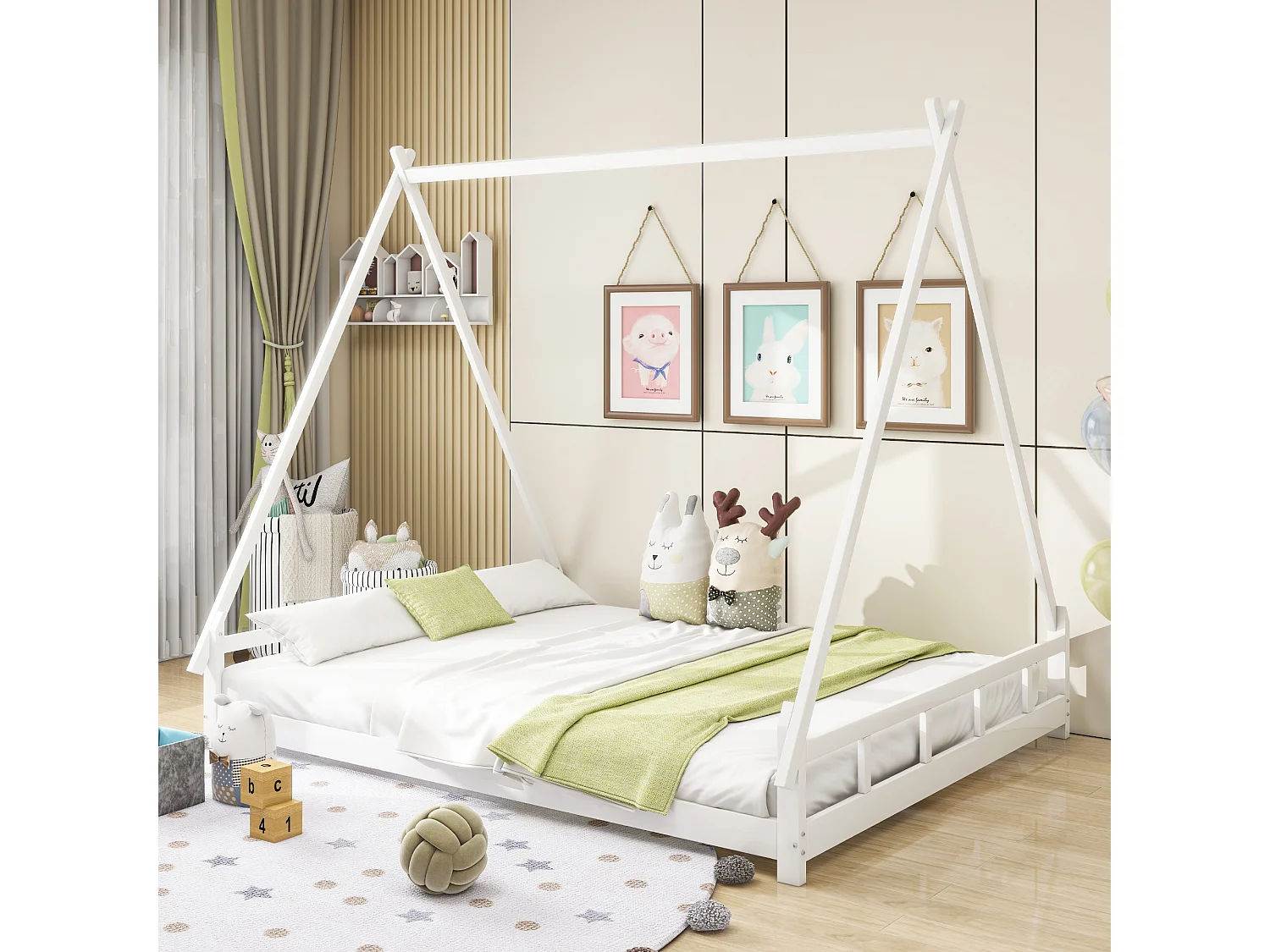 Kinderbett aus Massivholz 140*200cm, Zeltbett, Mezzaninbett, Eltern ...