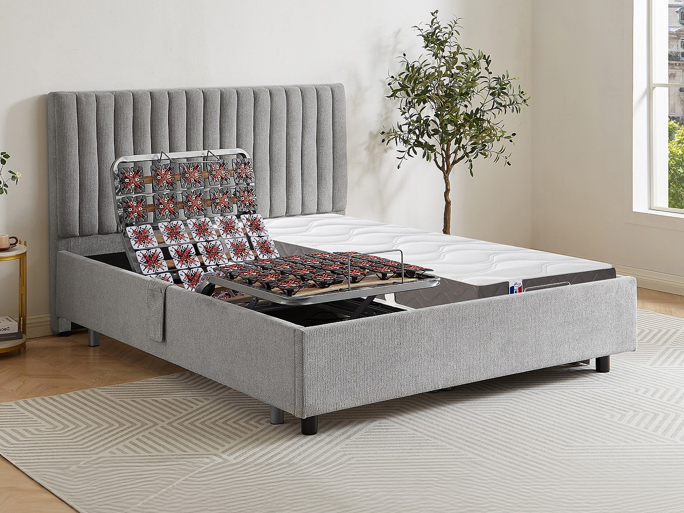 Lit électrique relax déco sommier matelas latex 3 zones 2 x 70 x 190 cm ...