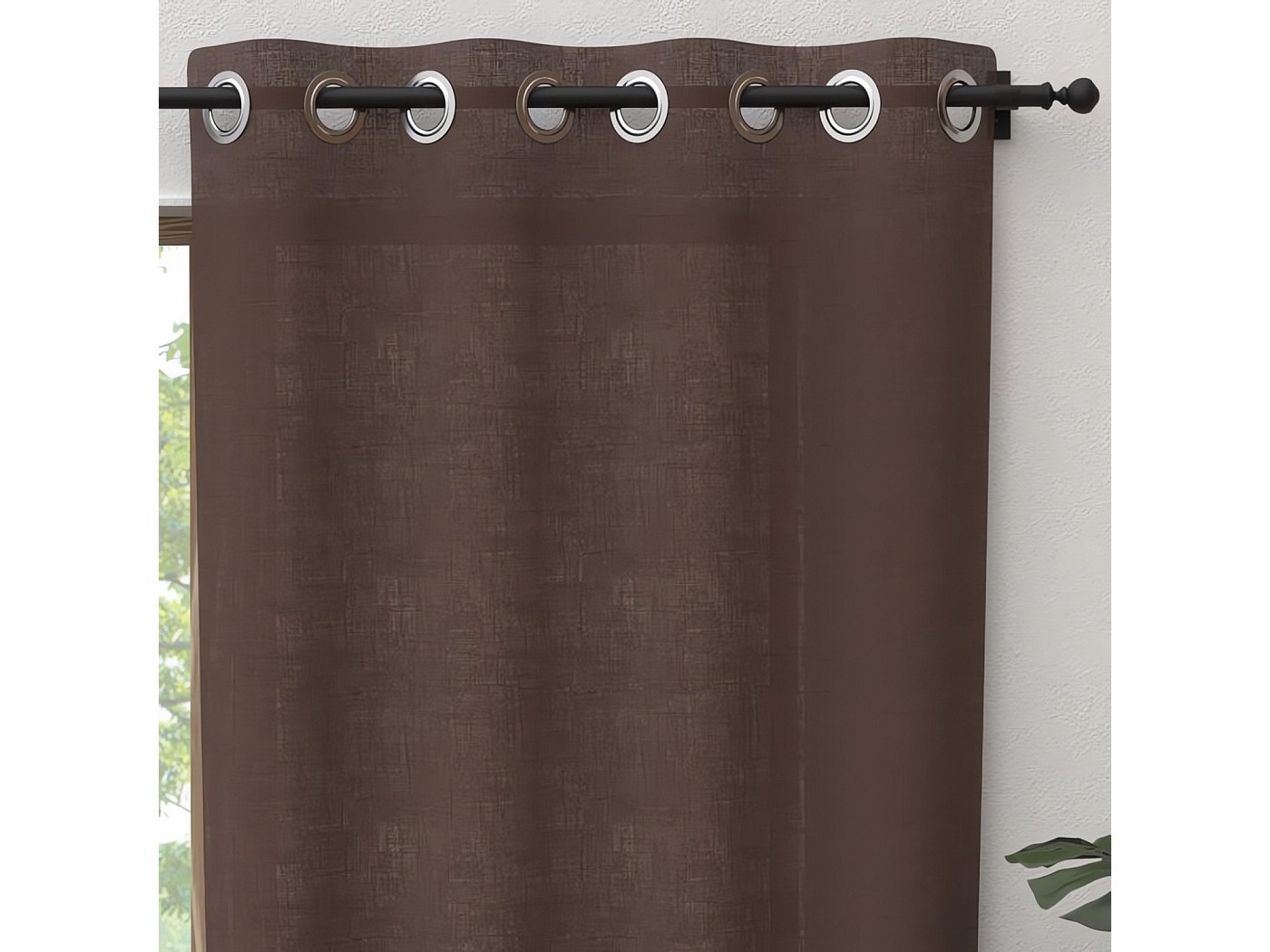 Rideau à oeillets pur coton 135x300 cm PANAMA brun, par Soleil d'Ocre