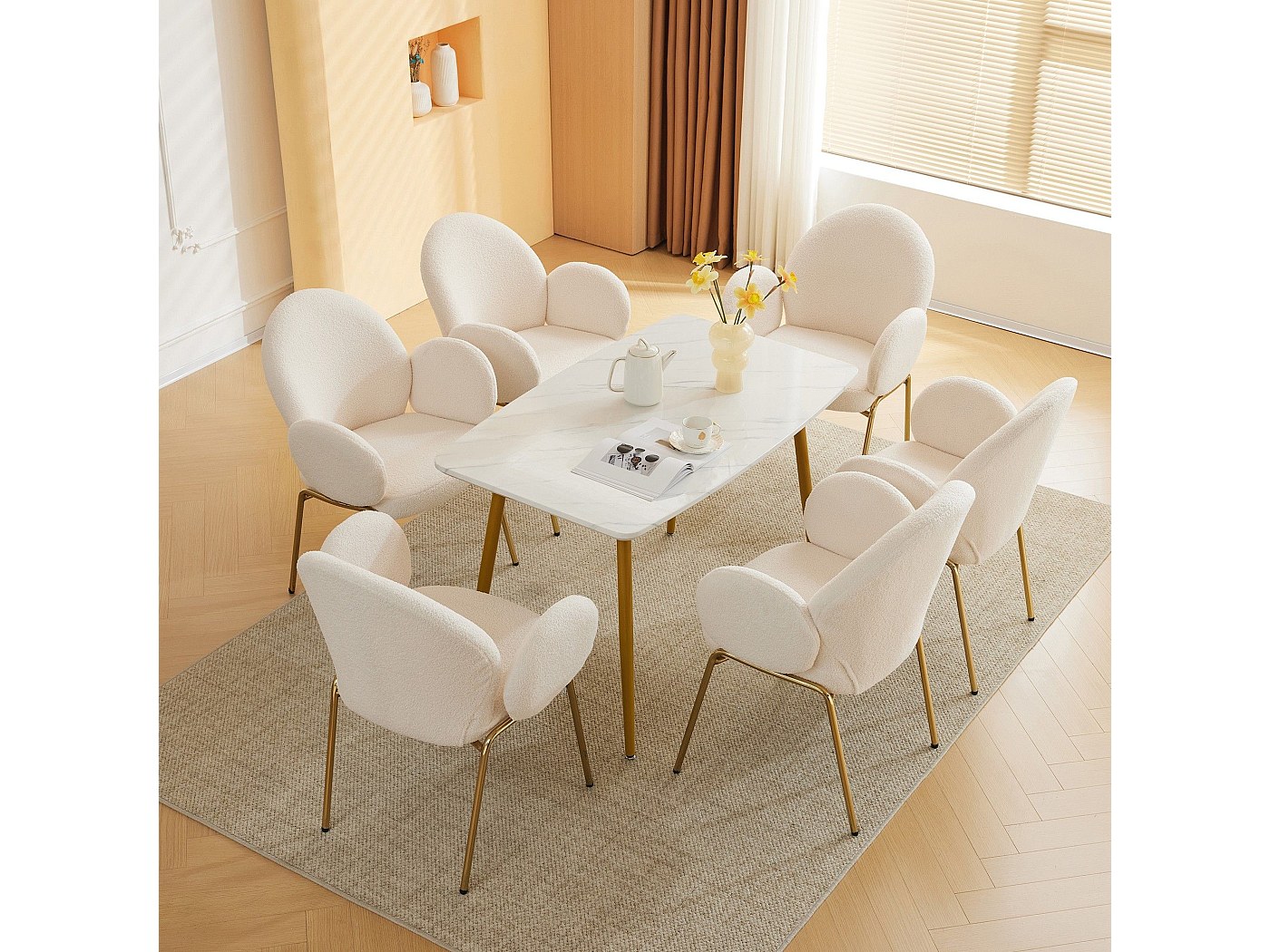 6 sillas, silla de comedor, chaise longue de tela, sillón, sillón de ...