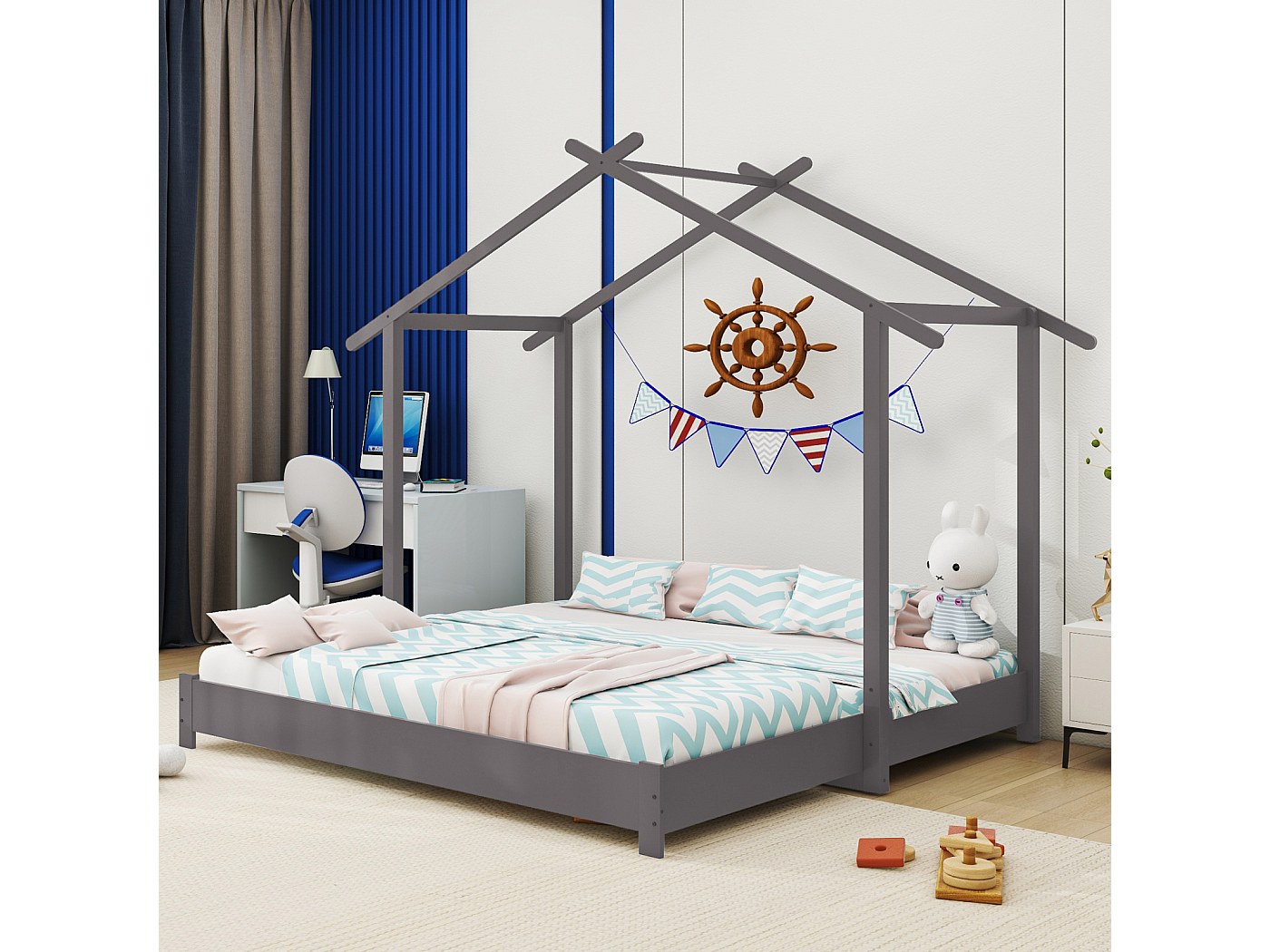 Lit cabane gigogne 90 /180 x 190cm - Lit d'enfant en bois lit simple ...