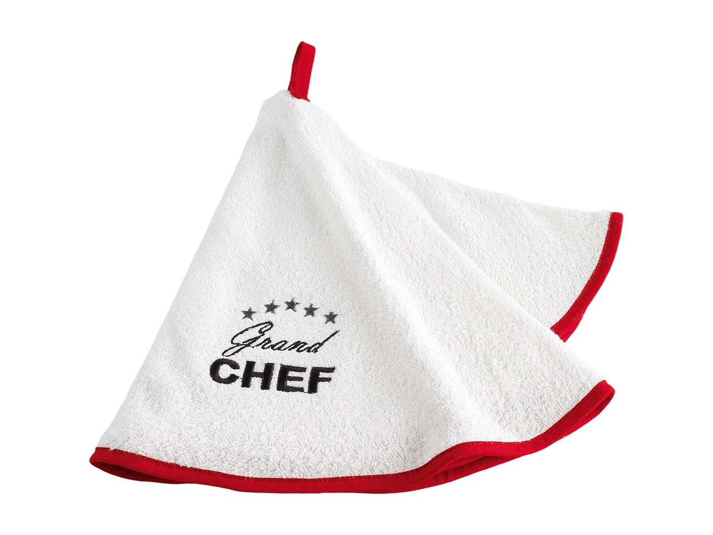 Essuie main torchon rond 60 cm Chef étoilé rouge