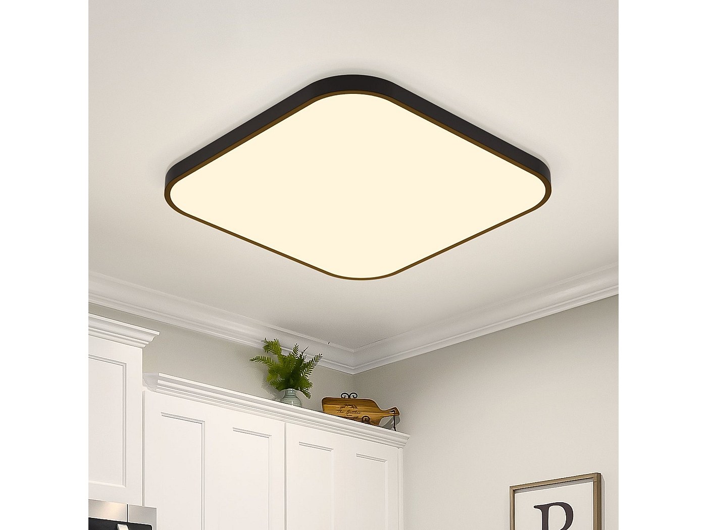 NETTLIFE płaska lampa sufitowa LED 27cm lampa kuchenna czarny ciepły ...