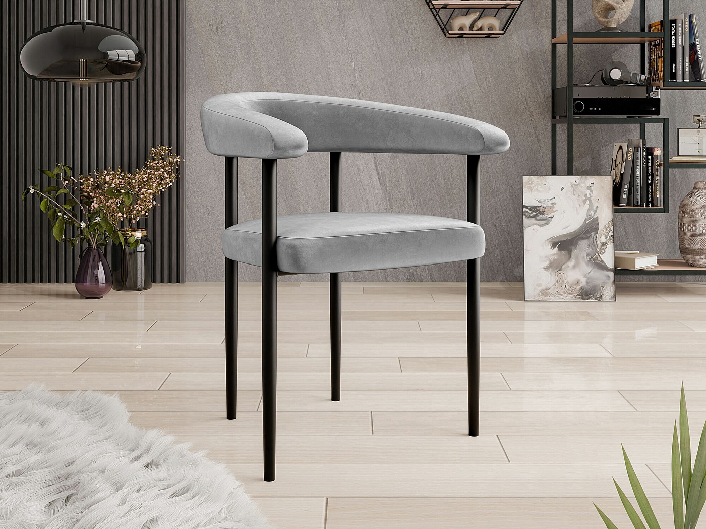 Chaise Jackson 110, 73x61x56cm, Tapisserie, Métallique, Bois