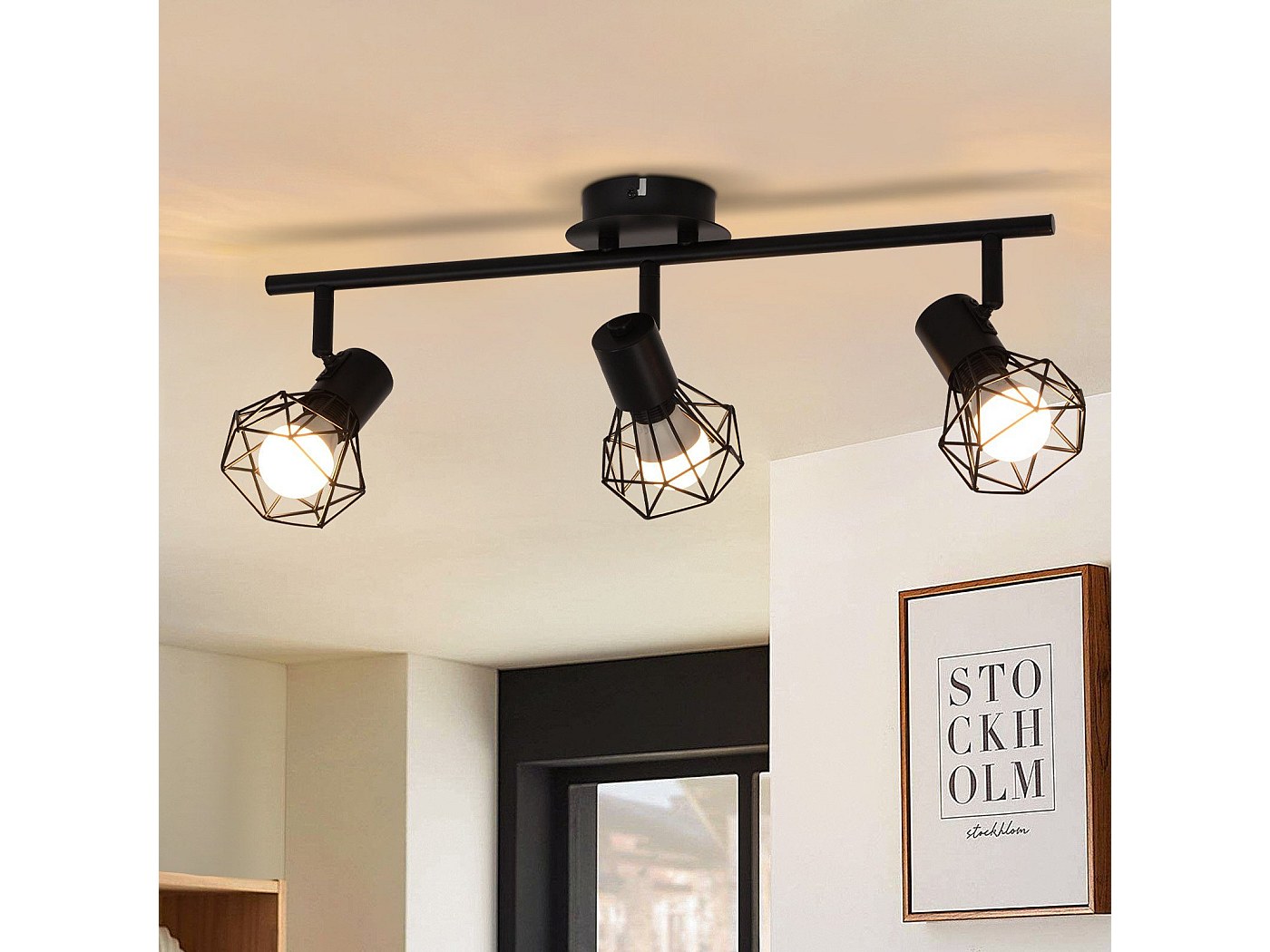 NETTLIFE Techo Iluminador con 3 focos encendidos, 3 spots para techo ...