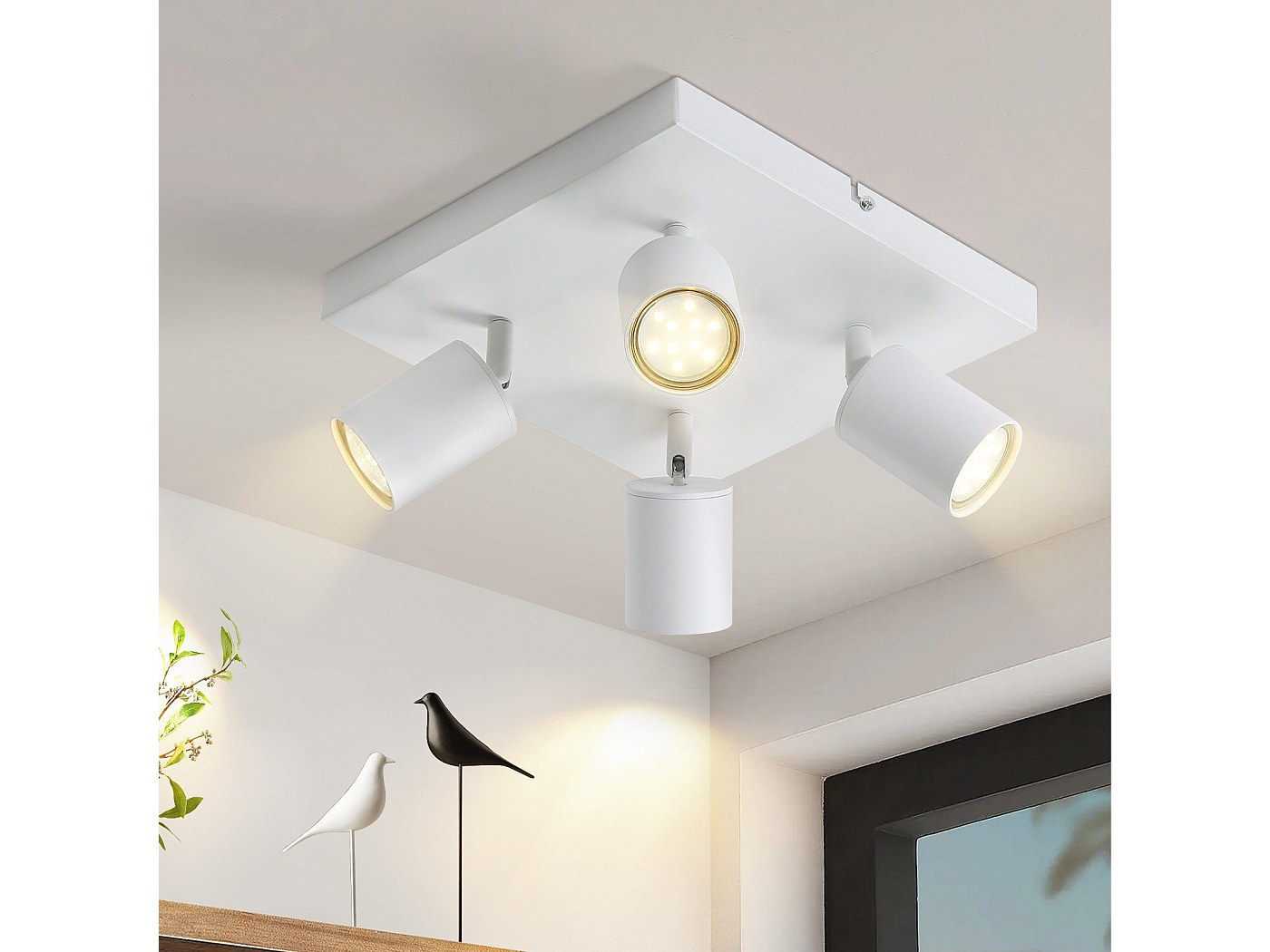 NETTLIFE 4 Spots Fer Blanc GU10 Spot Mural Industriel Pivotant à 330 ...