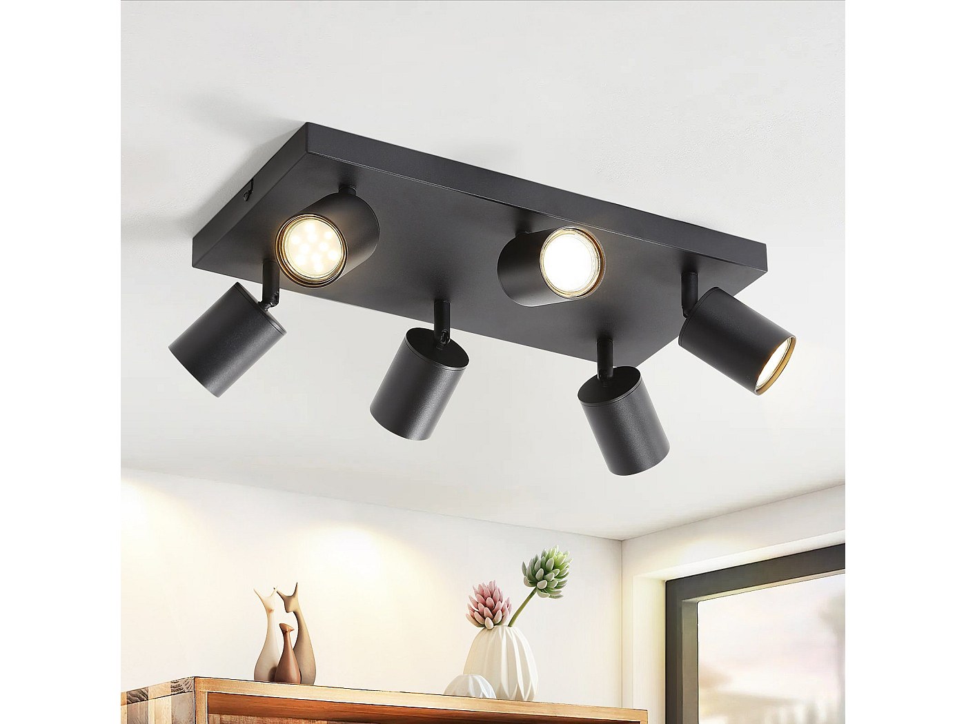 NETTLIFE LED Lámpara de techo negra, Emisora de techo: Lámpara de techo ...