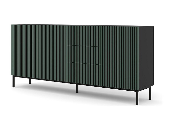 Buffet 3 ante 3 cassetti Philaé corpo nero opaco - frontali fresati ...