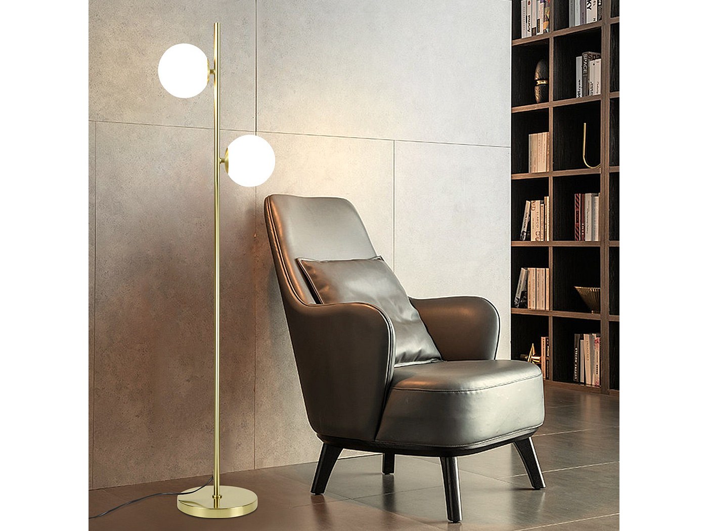 NETTLIFE Lampadaire Salon Moderne - Gold Design Lampadaire E27 Douille ...