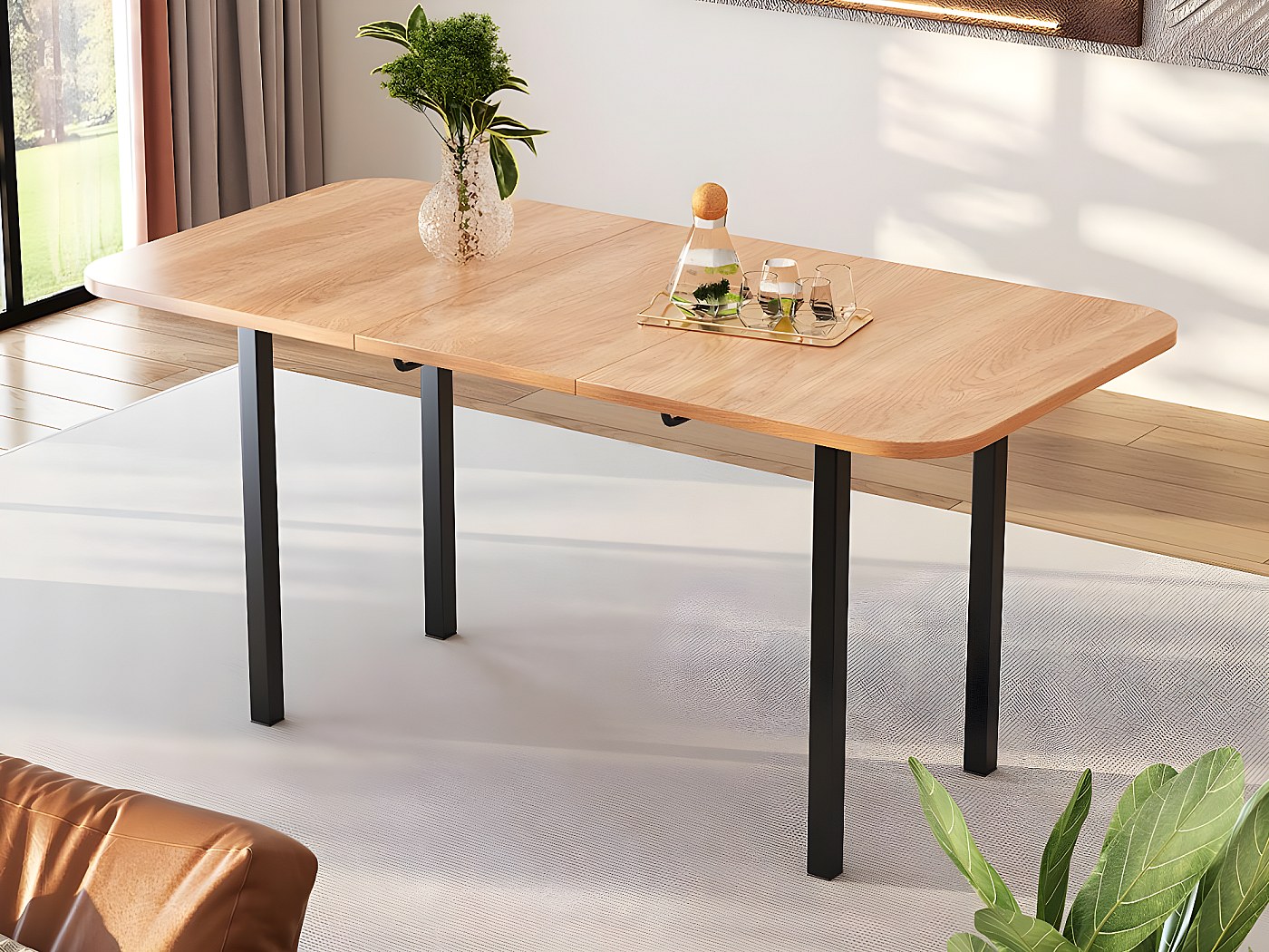 Table à manger extensible en MDF - 120/160 x 80 cm - adaptée pour 4 à 6 ...