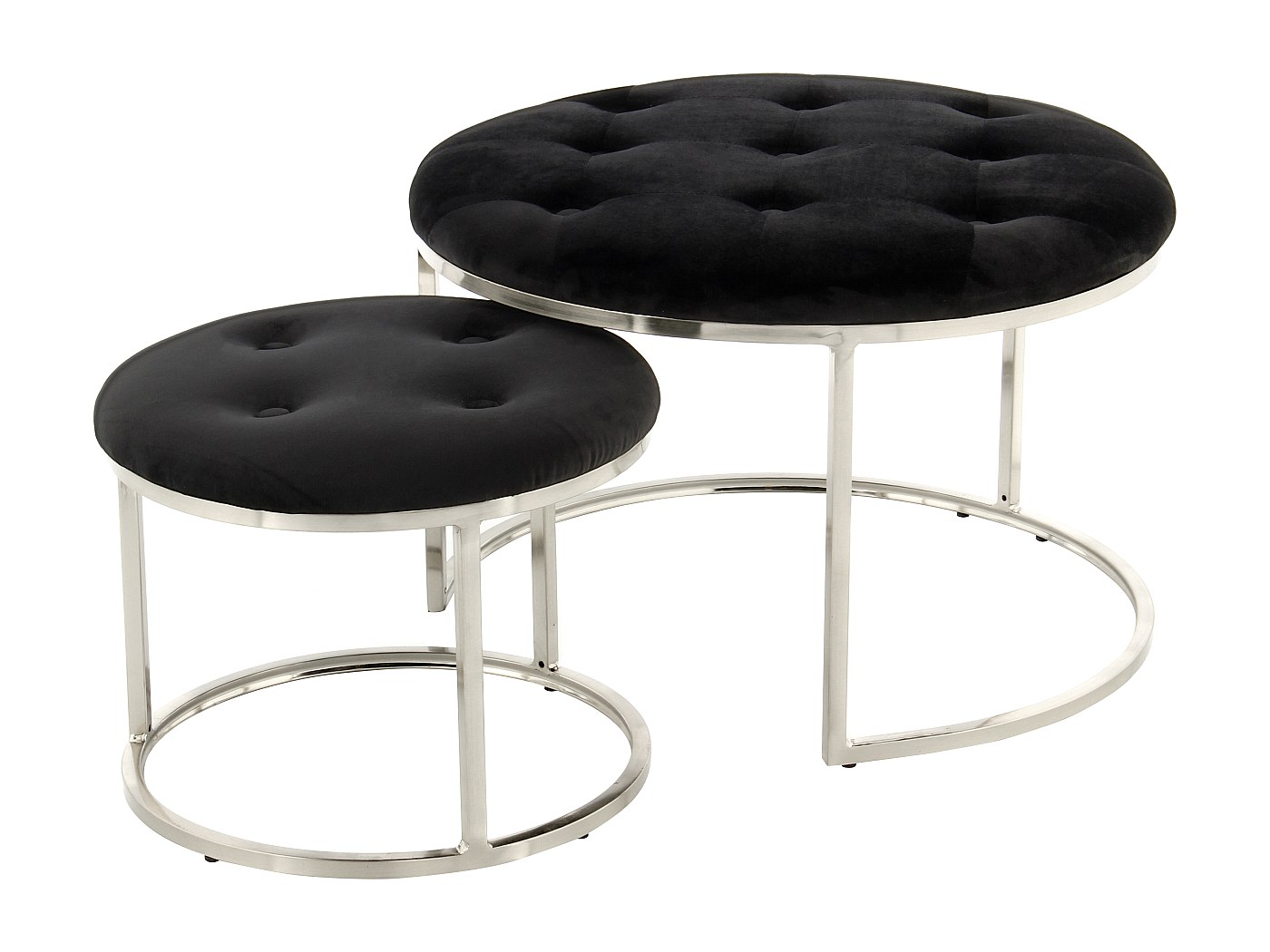 Hocker - Kruk - Voetenbank - set 2 stuks - Zwart en Zilver