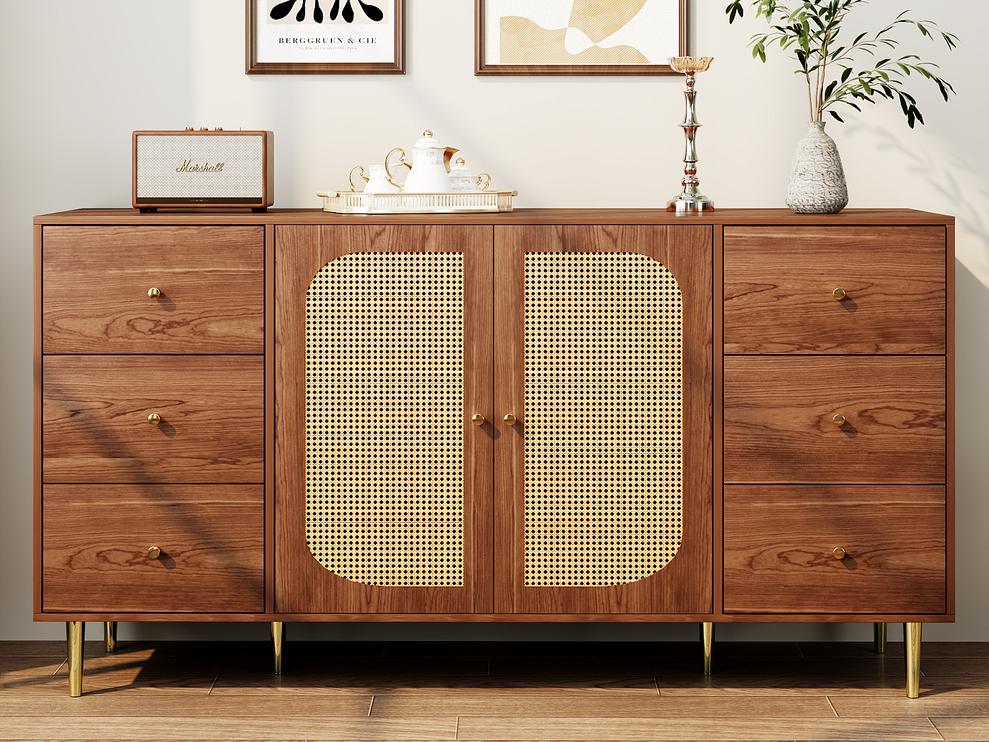 Buffer 2 Türen und 6 Schubladen – aus MDF – Braun