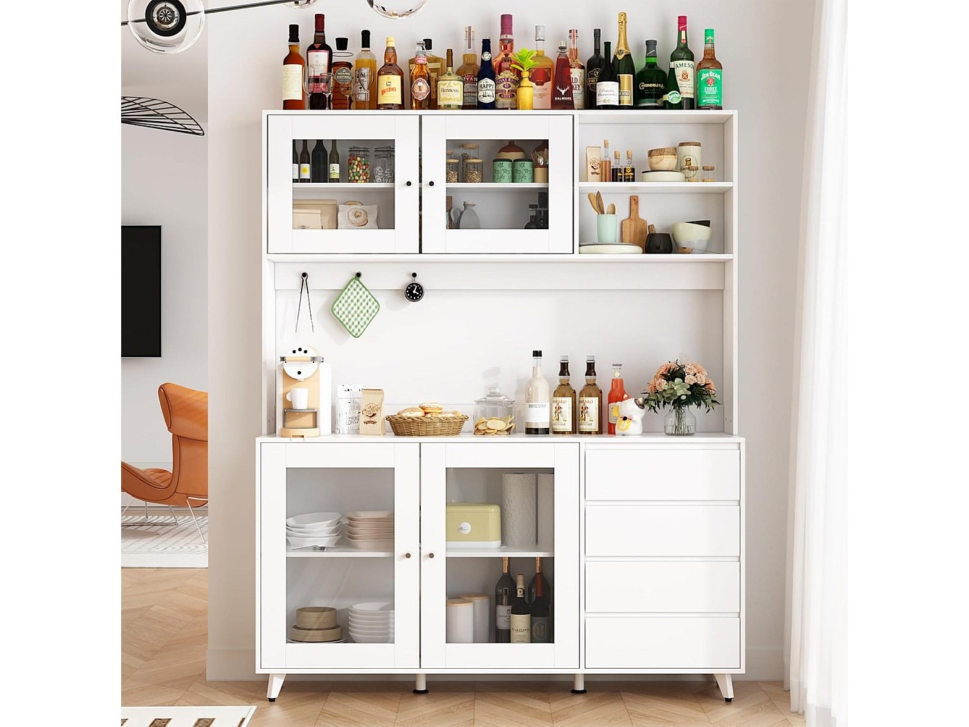 Buffet de cuisine Armoire verre haute Armoire de cuisine Plan de ...