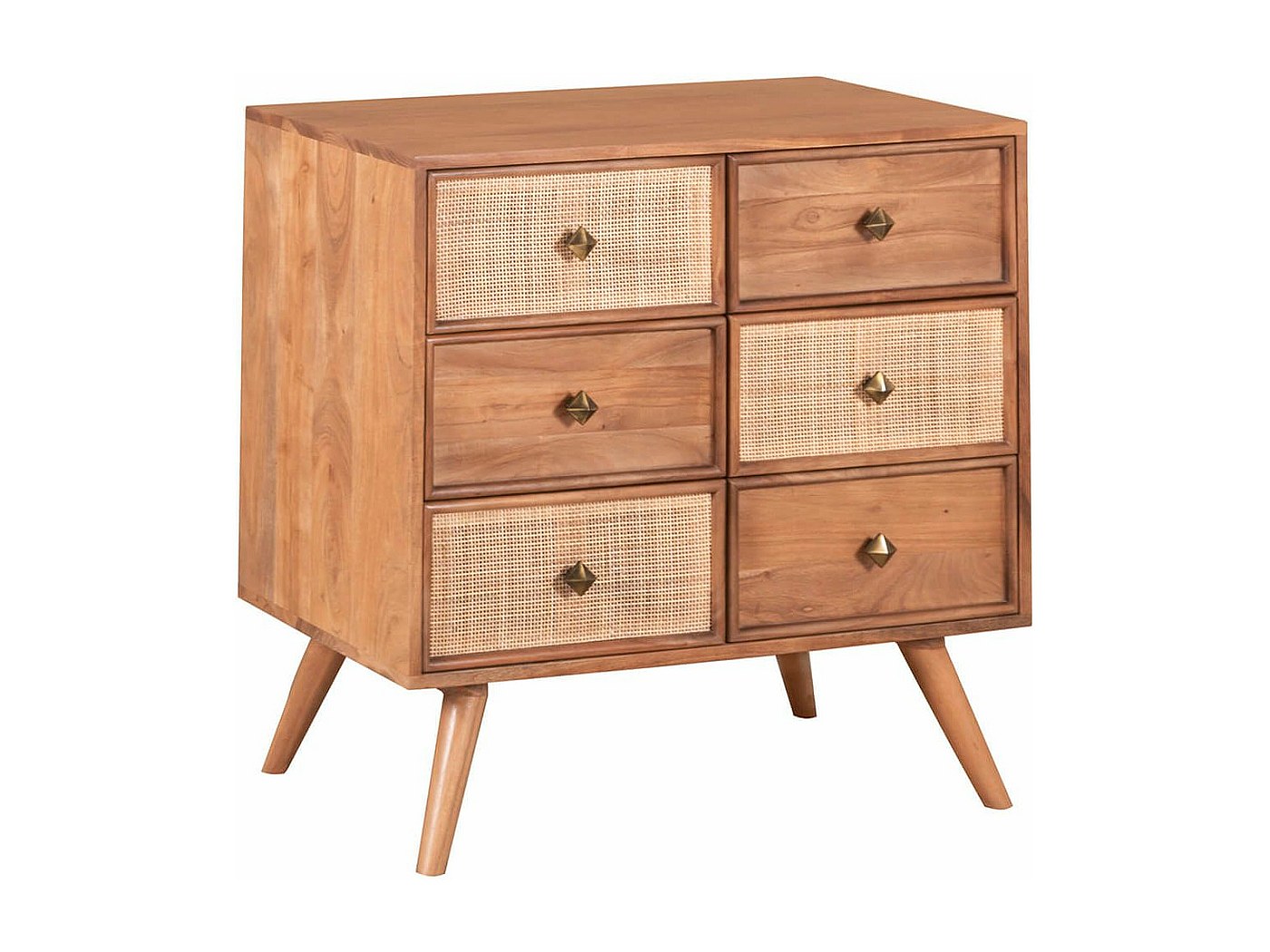 KESIAH - Commode 3 tiroirs en acacia finition teinté teck avec plaquage ...