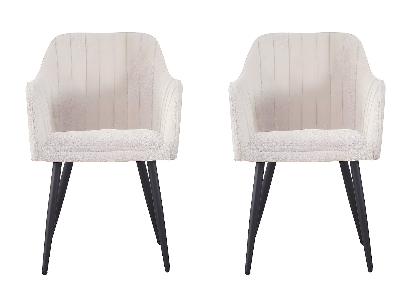 Conjunto de 2 cadeiras de jantar "Velma" em felpa e veludo branco