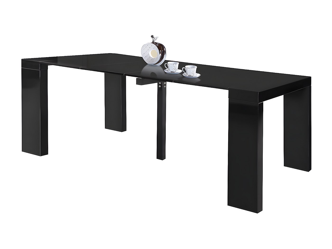 Table repas extensible "Dina" - 200/40 x 94 x 75 cm - Noir laqué