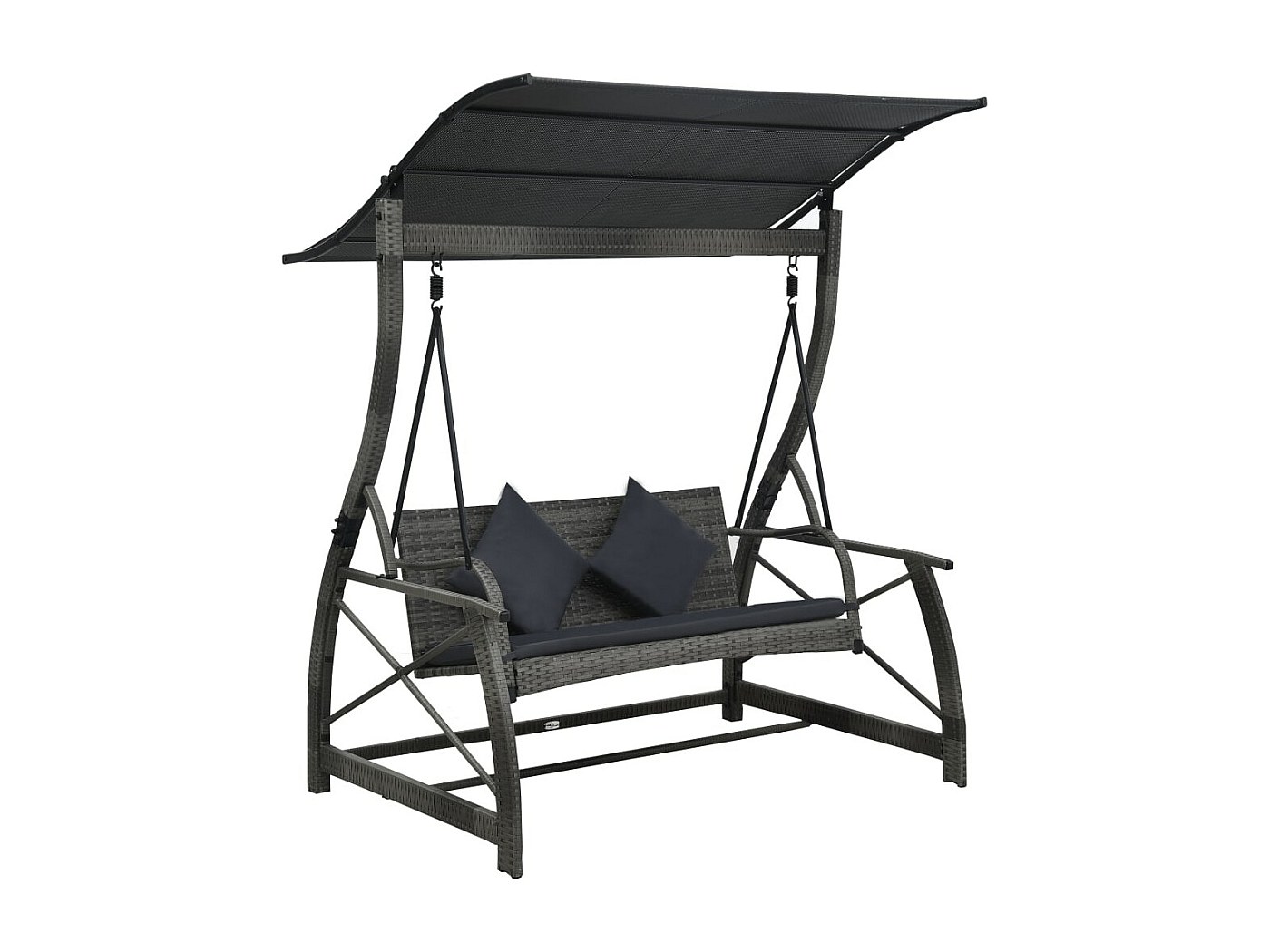 Balancelle à 3 places de jardin avec auvent Résine tressée Gris