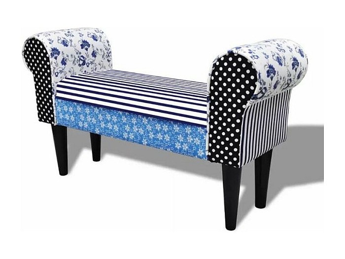 Banco patchwork azul y blanco Multicolor