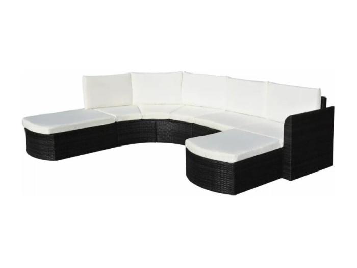 Set De Muebles De Jardín 4 Pzas Y Cojines Ratán Sintético Negro