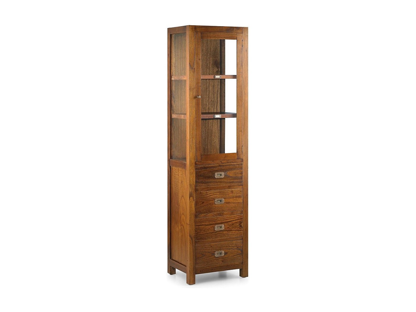 Vitrina Mindy madera maciza 1 puerta 4 cajones Orka 50 cm