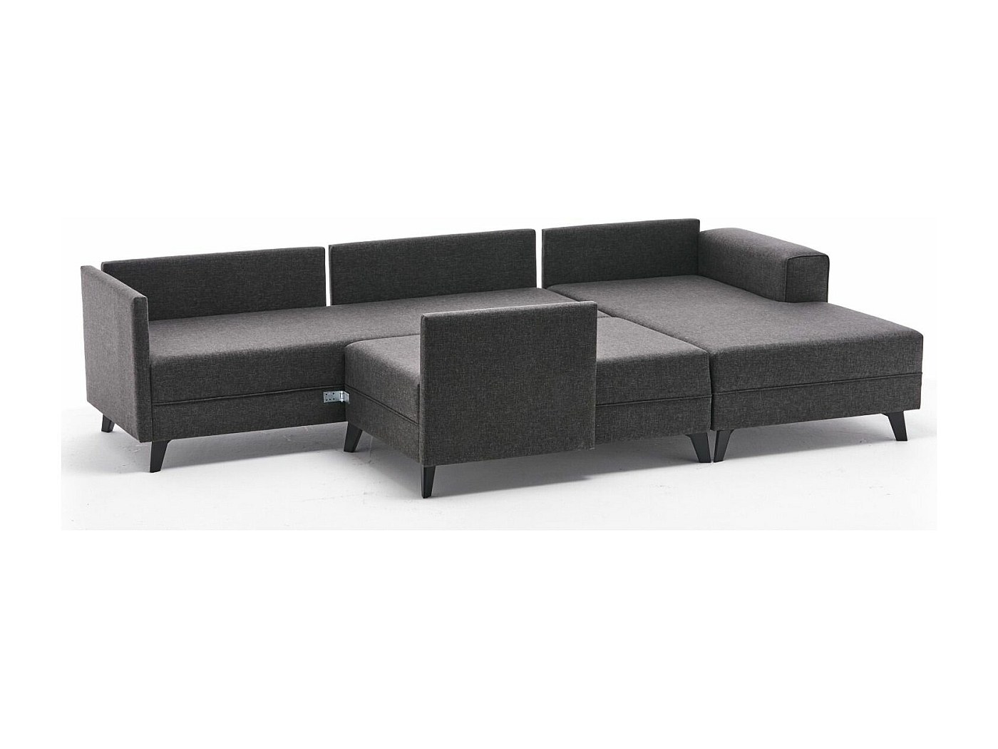 Canapé panoramique tissu anthracite méridiennes modulables Kinju 305cm