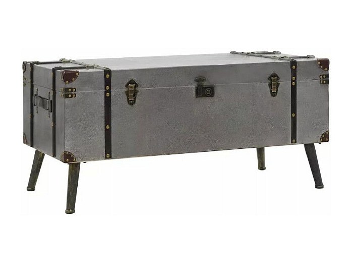 Mesa de centro de MDF y aluminio 102x51x47,5 cm Plateado