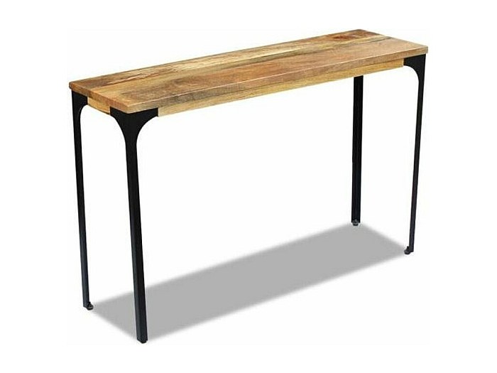 Console manguier massif clair et pieds métal noir Induka